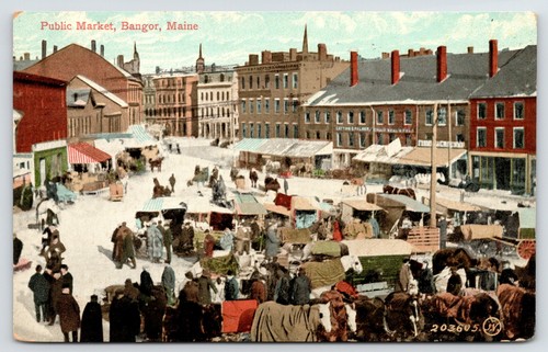 Bangor ME Public Market by Cayting & Palmer Fruits & Grain Co~Horses ...