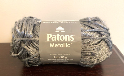 Patons Metallic Nylon Blend Yarn Skein - 3 oz Metallic Silver 95044 ...