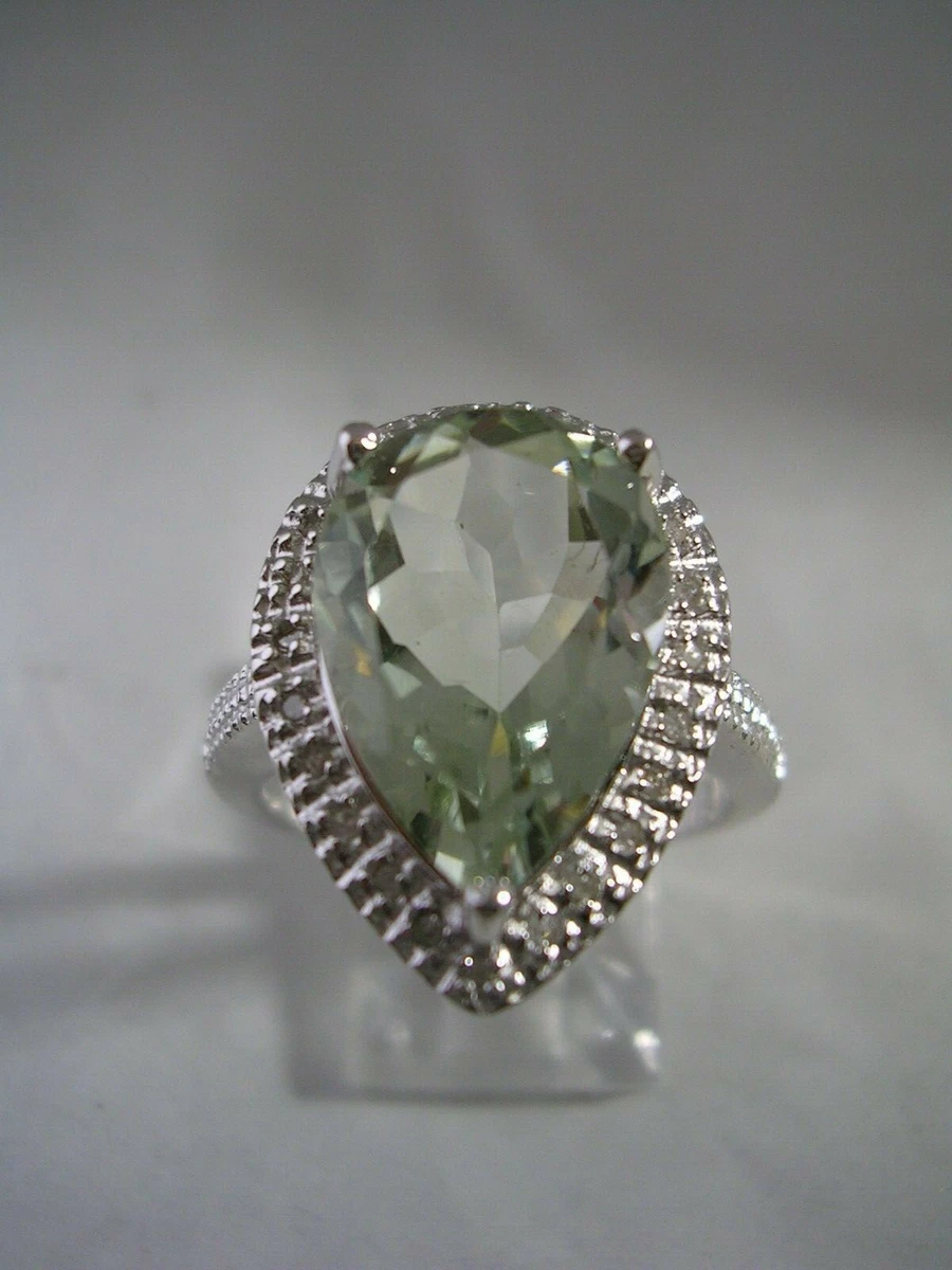 Green Amethyst Pear Engagement Ring