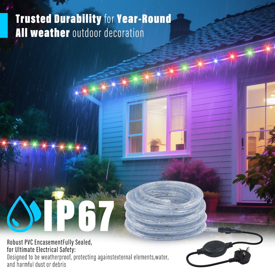 LED Rope Tube Light Strip String Fairy Lights Outdoor/Indoor Xmas ...