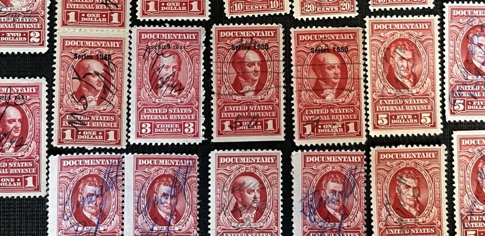 USA - Lot Of 44 Red Revenue Stamps - Various Date And No Dates - Some ...