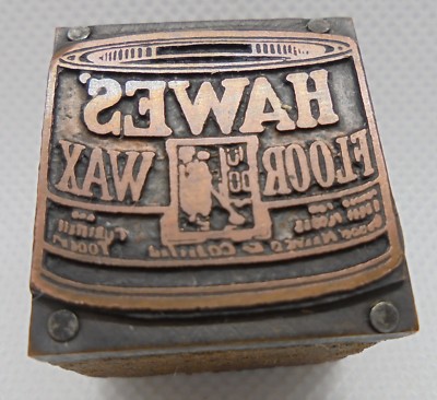 Vintage Printing Letterpress Printers Block Hawes Floor Wax Can | eBay