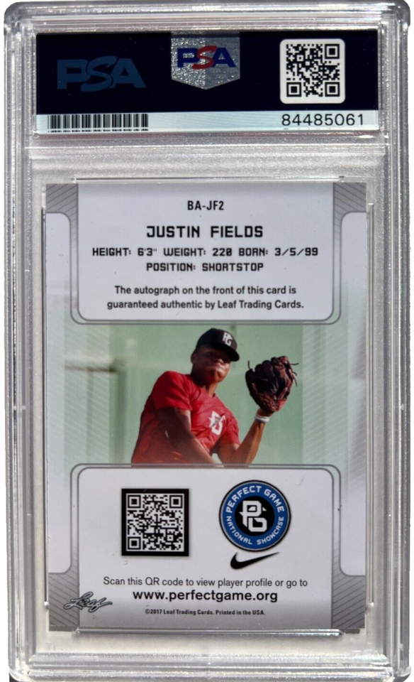 JUSTIN FIELDS SIGNED 2017 LEAF PERFECT GAME ROOKIE CARD RC STEELERS ...