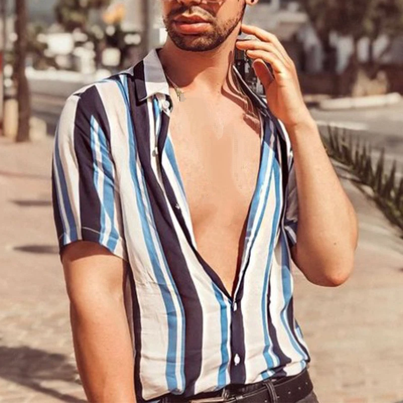 Vertical Striped Shirt Men