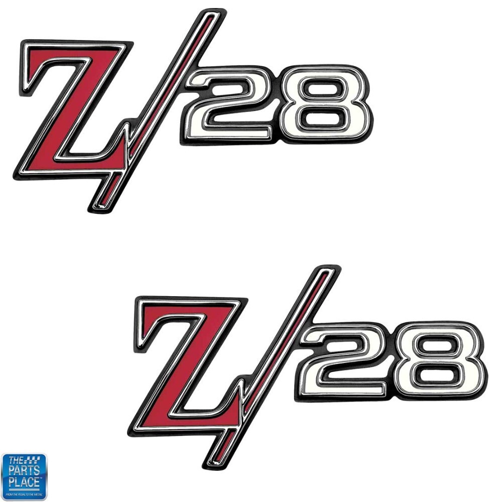 1969 Camaro Z28 Fender Emblems Z-28 GM 3957935 Cast 3949681 Pair Red ...