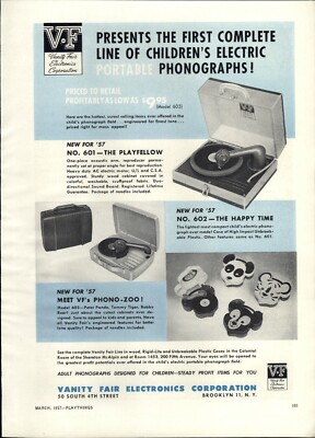 1957 PAPER AD Vanity Fair Novelty Character Record Player Phonograph ...