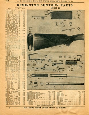 1936 Print Ad of Remington Model 29 Shotgun Parts List | eBay