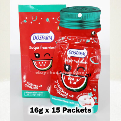 Sugar Free Dosfarm Mints Watermelon Flavor Candy Breath Mint 15 Packets ...