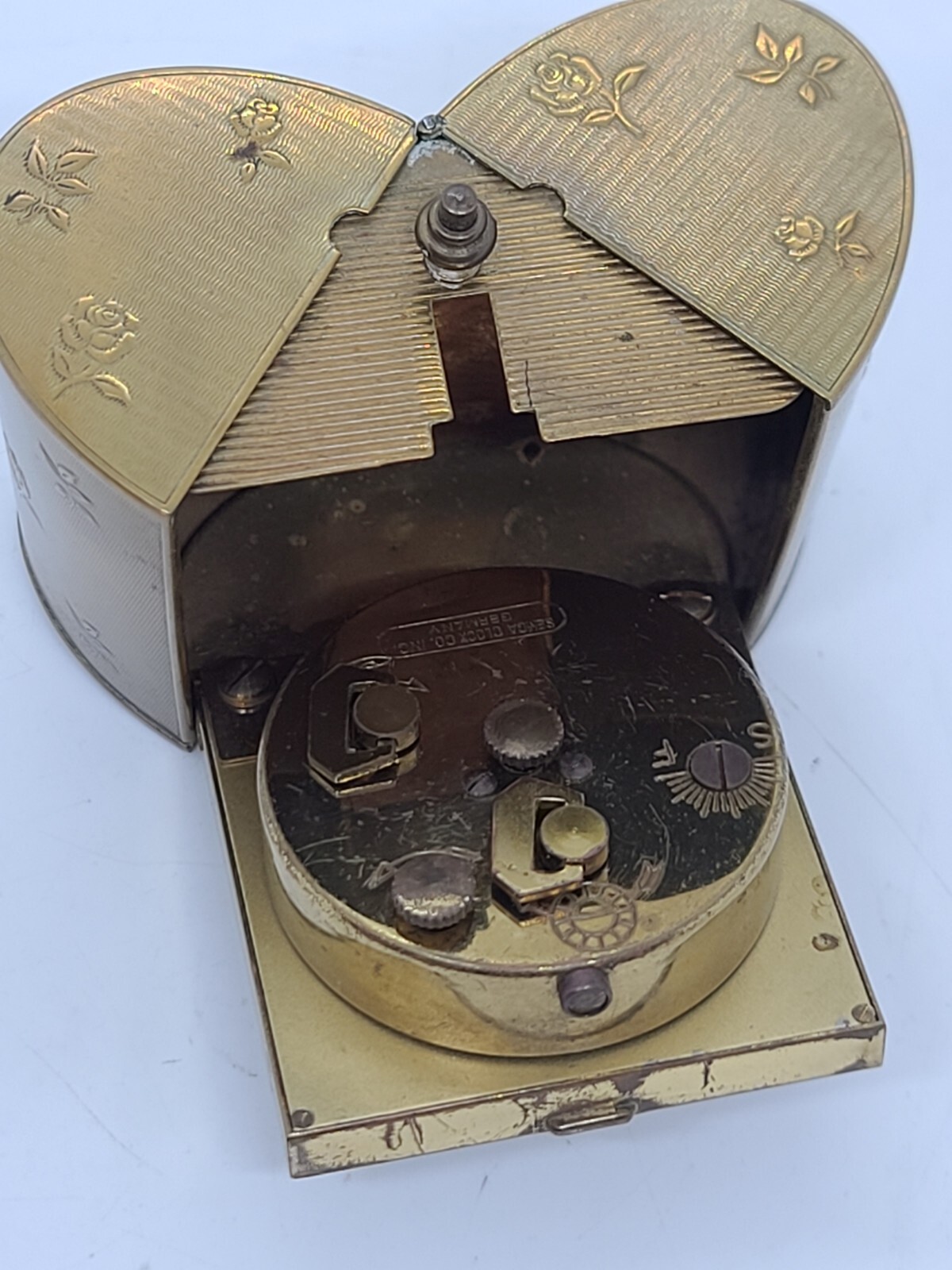 Vintage SEMCA Brass Carriage Clock Style Cylindrical Hinged Alarm Clock ...