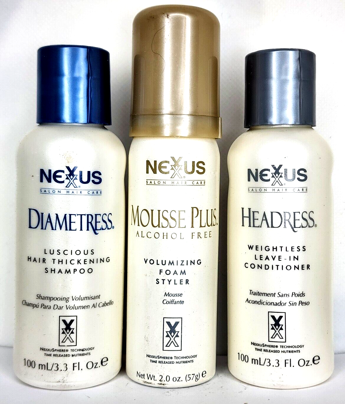 3 Pc Combo NEXXUS WEIGHTLESS VOLUME STARTER KIT 3.3 oz Ea Foam Styler 2 ...