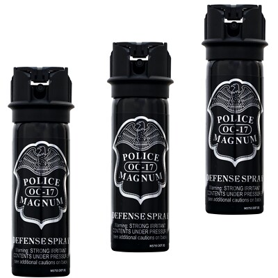 3 PACK Police Magnum 3oz Stream FlipTop pepper spray Defense Security ...