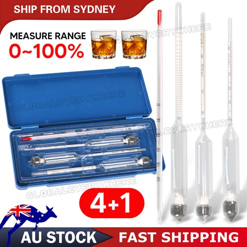 3x 0-100% Hydrometer Alcoholmeter Alcohol Tester Meter+Thermometer ...