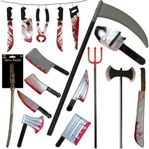 HALLOWEEN PLASTIC WEAPONS HORROR TOOLS TOYS BLOODY KNIFE SICKLE GRIM ...