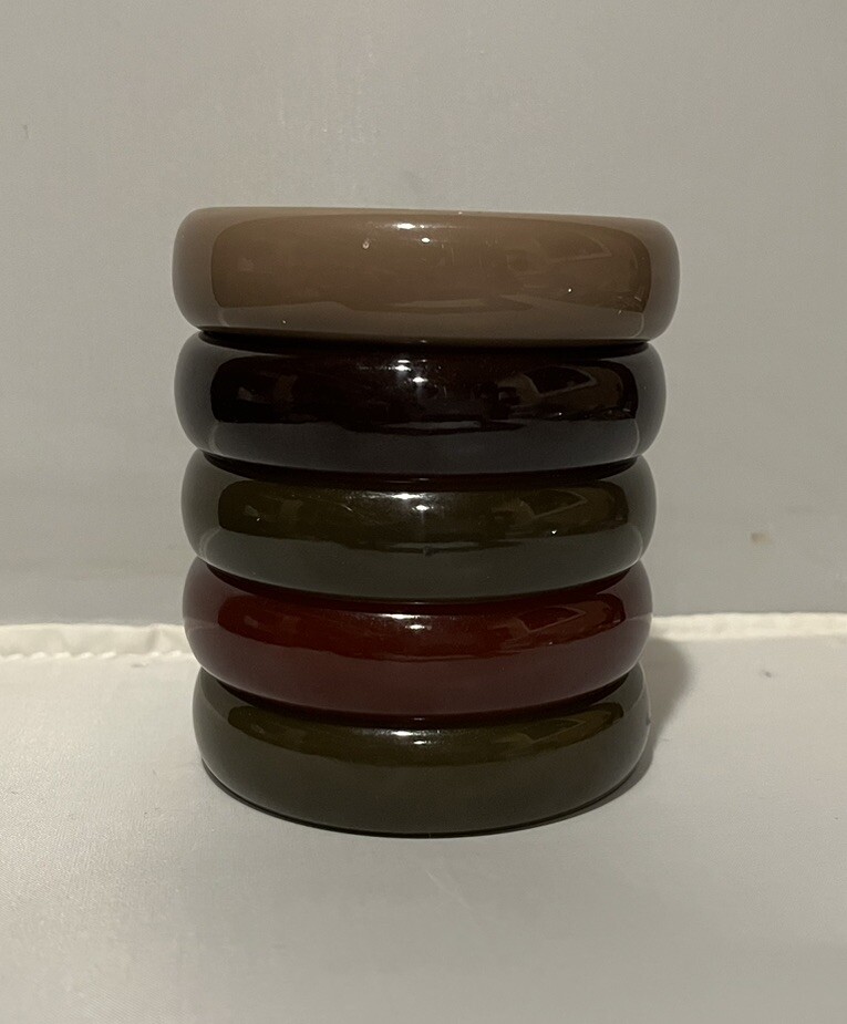 Vtg Set Of 5 BAKELITE Bracelets. Earth tone colors. Easy Off/Easy On ...