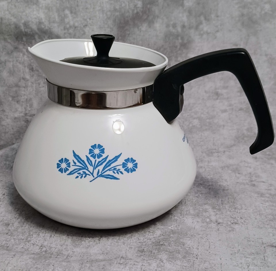 Vintage Corning Ware 6 Cup Tea Pot Cornflower Blue Corelle Coffee & Lid ...