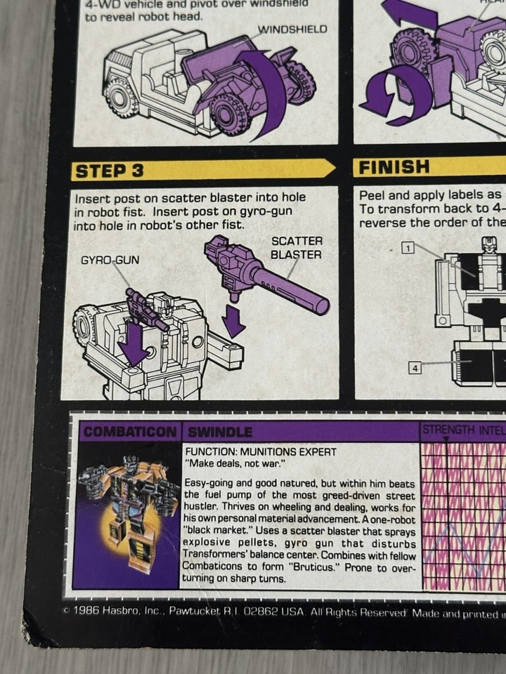 Original G1 Transformers MOSC Combaticon Swindle See Description ...
