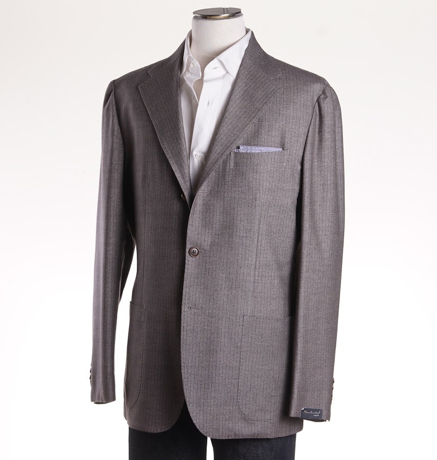 NWT $2995 SARTORIO NAPOLI by KITON Oatmeal Herringbone Wool Sport Coat ...