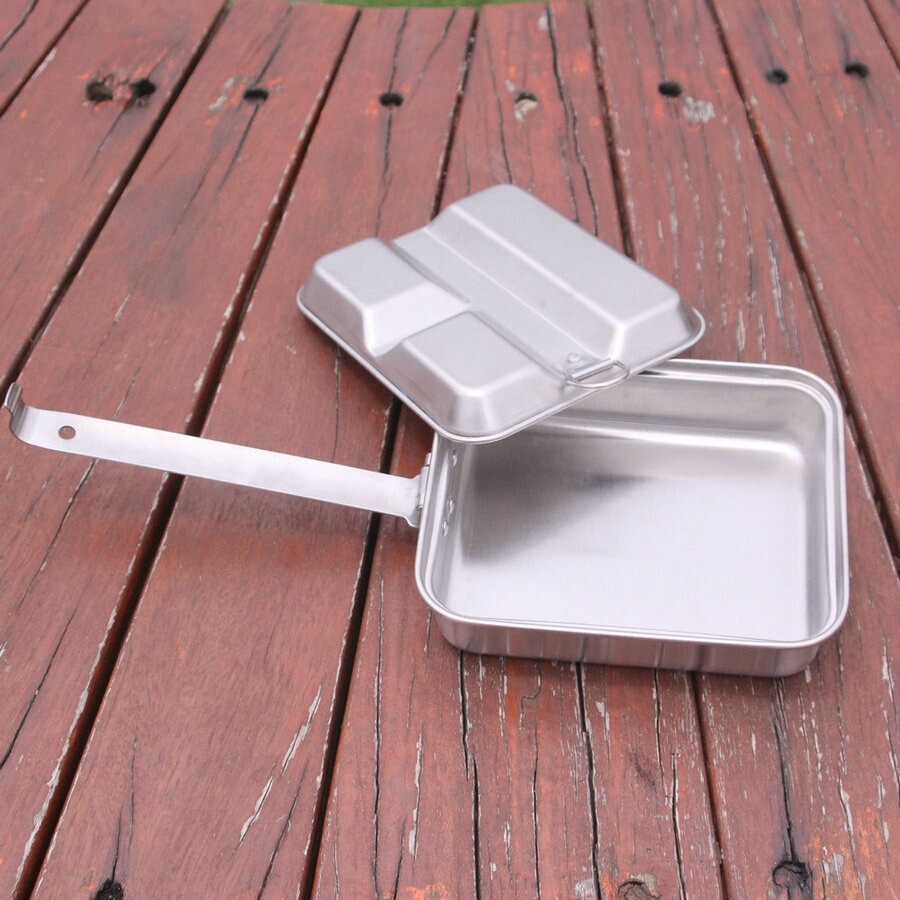 Outdoor Mess Kit US Military Camping Stainless Steel Mess Tin Cookware ...