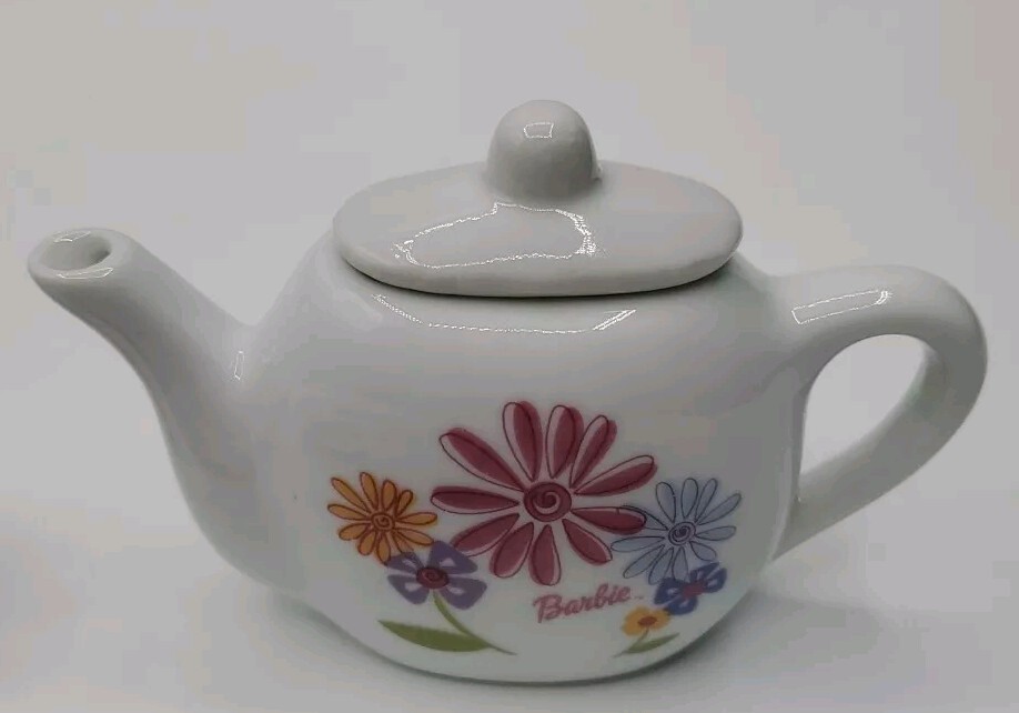 Barbie Schylling 12 Piece Mini Ceramic Tea Set: Plates Cups Teapot ...