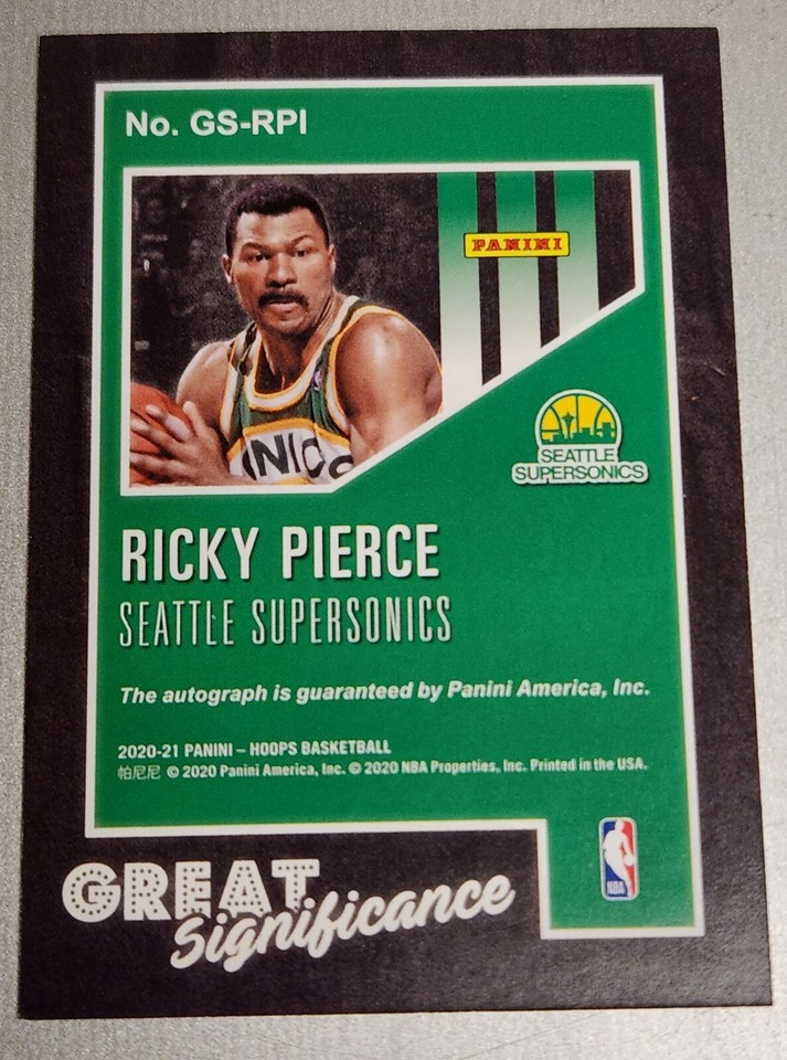 2020-21 NBA Hoops Great Significance Ricky Pierce Auto Supersonics #GS ...