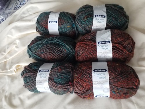 Patons Shadow tweed yarn 6 x 100g balls Browns and Greens 56% Wool ...