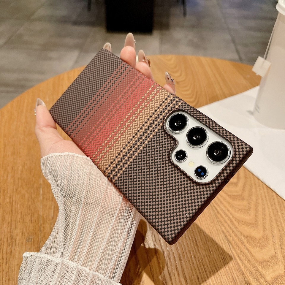 For Samsung S22/S23/S24/ S25 Ultra Magnetic carbon fiber pattern hard ...