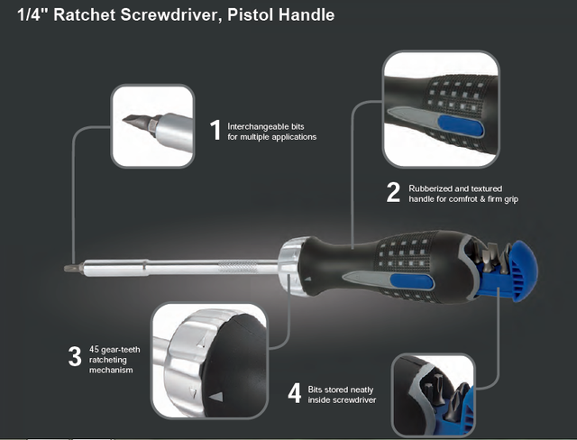 Blue Point BSGDMR6 Ratcheting Screwdriver With Bit Holder for sale ...