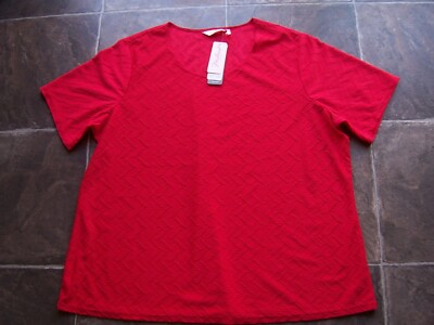 BNWT Women's PLUS SIZE Red Textured Casual Knit Short Sleeve Top Size ...