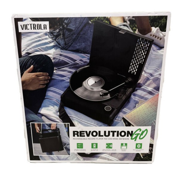 Victrola Revolution GO VSC-750SB-BLK Bluetooth Portable Record Player ...