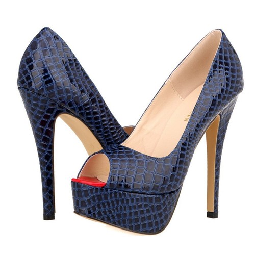 Fashion Women Peep Toe Platform High Heels Pumps Shallow Stilettos 0591