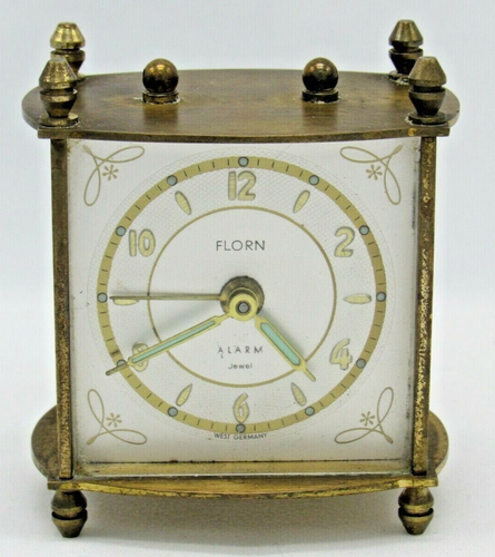 Vintage Florn Square Jewel Alarm Clock Luminous Brass Housing Rare ...