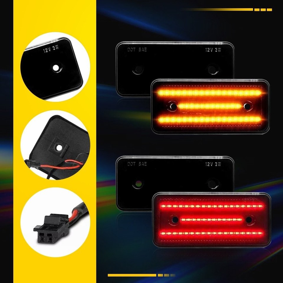 For 2002-2014 Mercedes G550 G63 W463 Smoke LED Front + Rear Side Marker ...