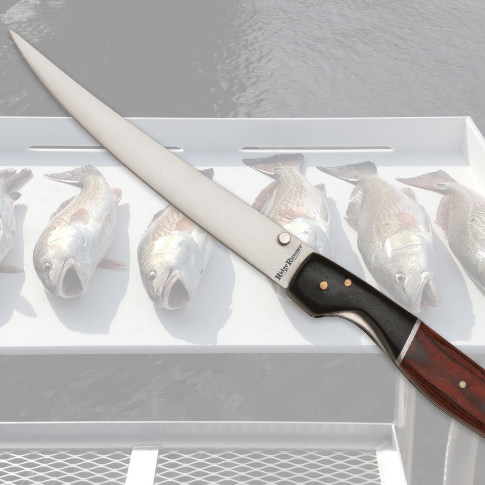 RIDGE RUNNER FILLET MASTER FOLDING FILLET KNIFE TWO TONE WOOD HANDLE ...