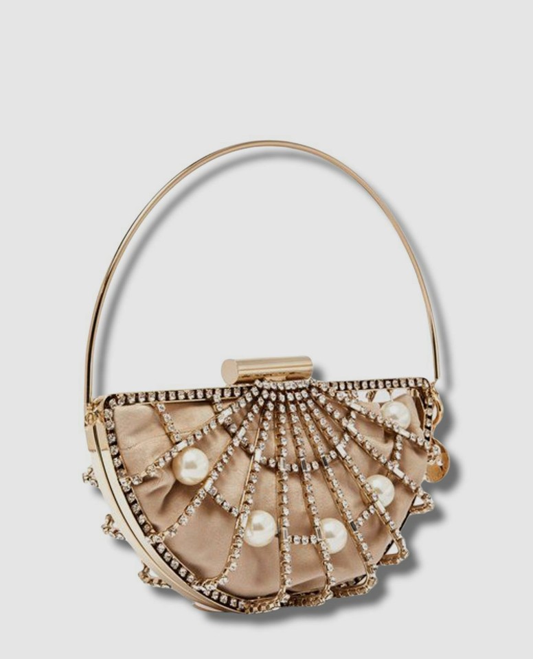 Authentic $1171 Rosantica Italy Women's Jodi Gold Tone Crystal Purse ...