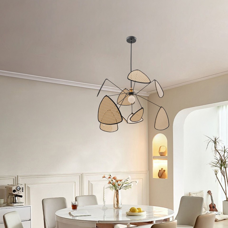 40W Bamboo Irregular Shape Wicker Rattan Pendant Light Chandelier Lamp ...