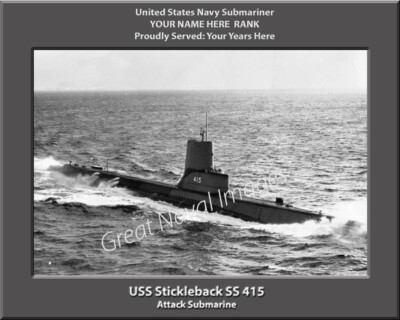 USS Stickleback SS 415 Personalized Canvas Submarine Photo Print Navy ...
