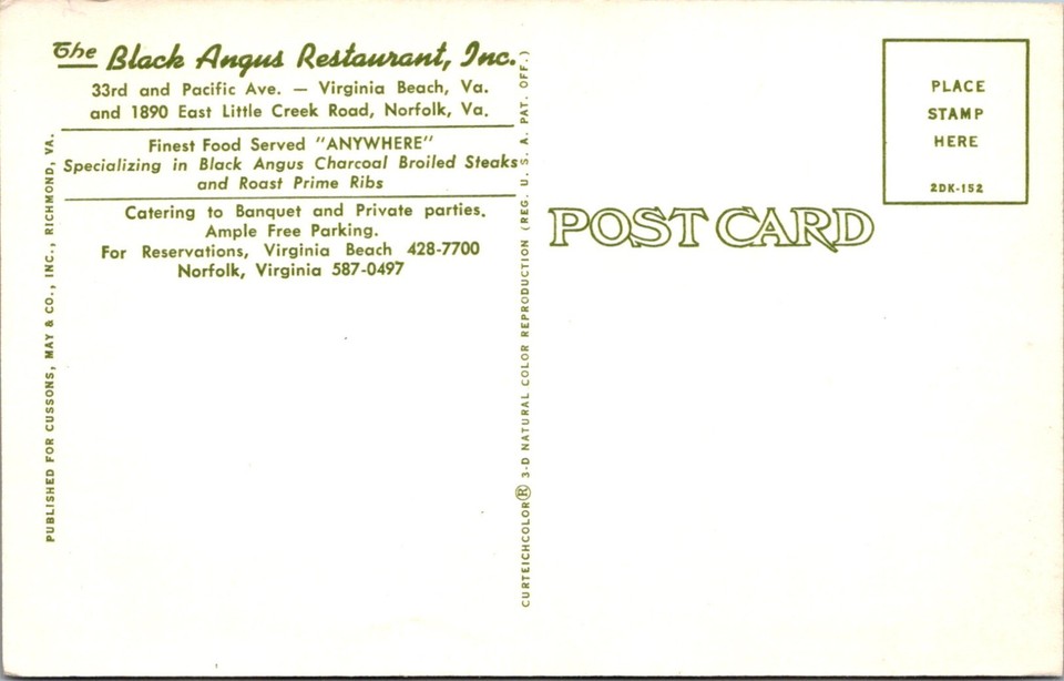 NORFOLK, VIRGINIA - BLACK ANGUS RESTAURANT - MULTI-VIEW VINTAGE ...