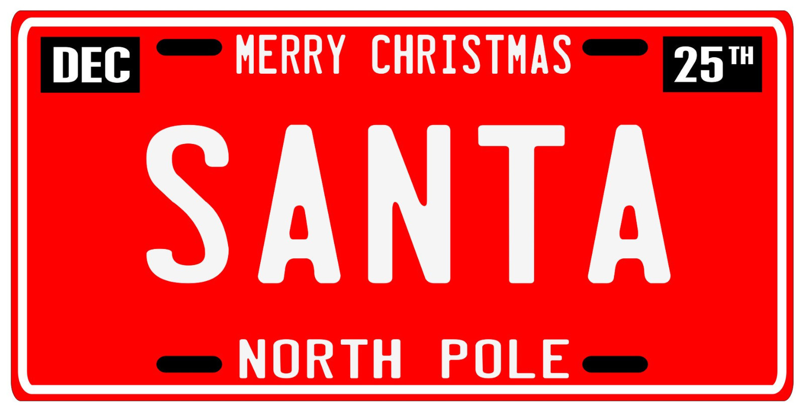 Santa Claus Merry Christmas ornament North Pole License plate #1 | eBay