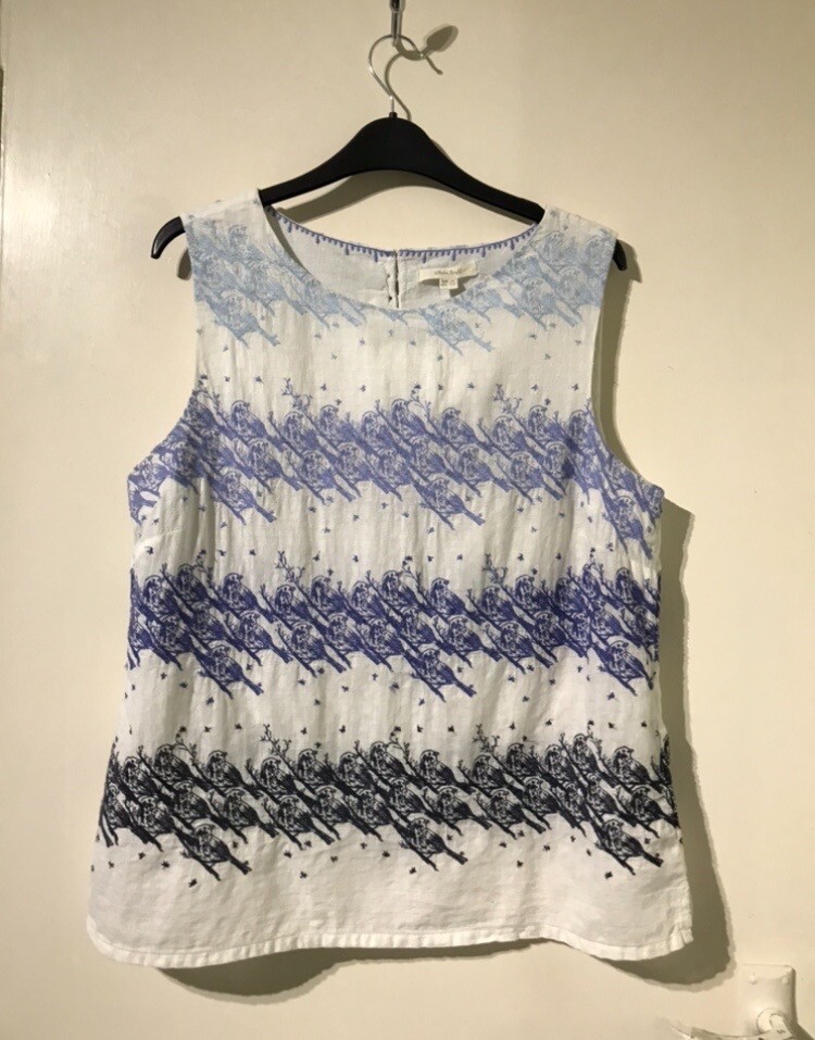 WHITE STUFF Blue Bird Embroidery Summer Tank Top Ladi… - Gem