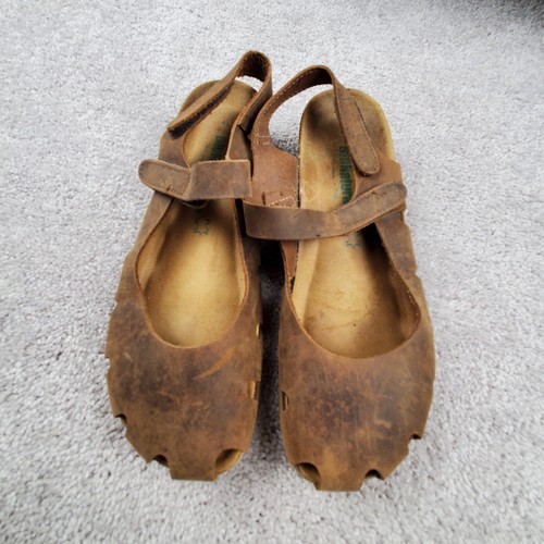 BioNatura Shoes Women 9.5 Brown Leather Distressed Cork Footbed Mary ...