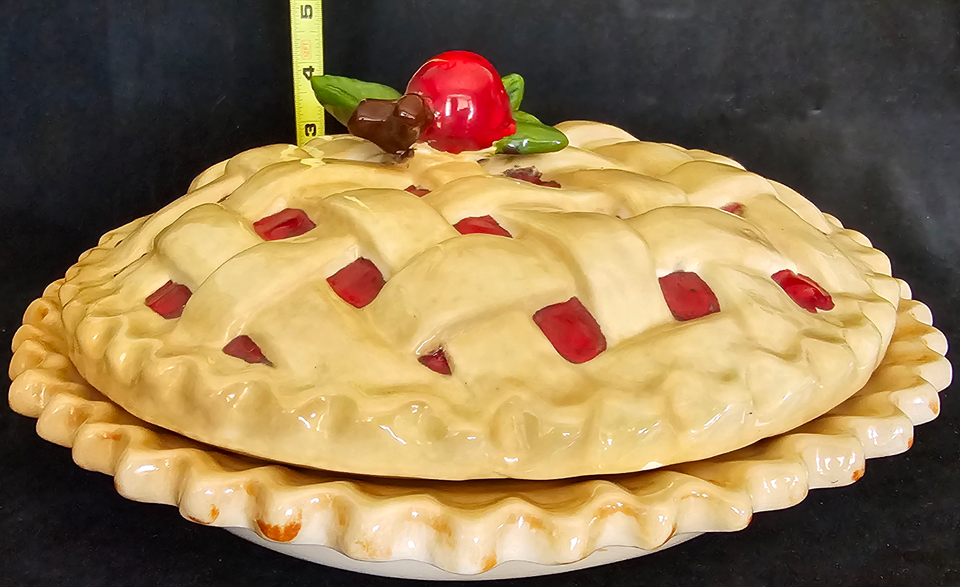 Sale:Vintage Ceramic Pie Keeper - Red Cherry Pie dish with Baked ...
