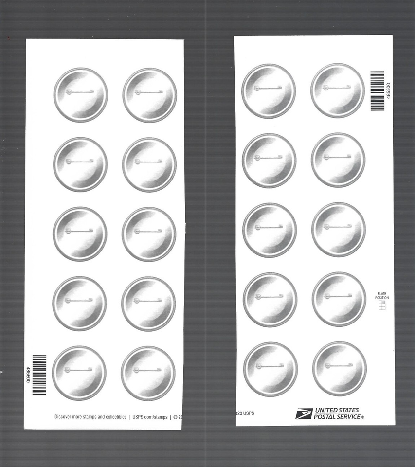 DISCOUNT POSTAGE 💥2024 "PINBACK BUTTONS" 20 Forever Stamps FV US$14.60 ...