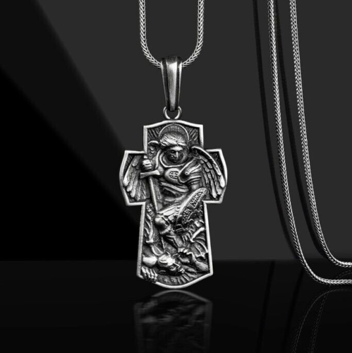 St Michael Archangel Cross God Army Commander Orthodox Shield Pendant ...