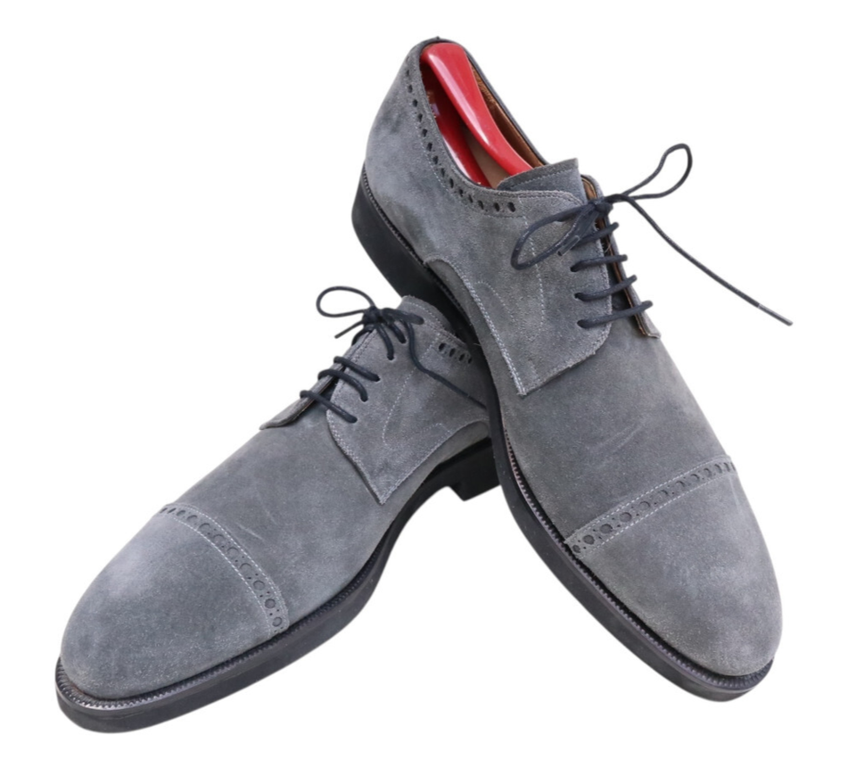 Magnanni Gray Suede Leather Cap Toe XL Extralight Sole Dress Shoe SZ ...
