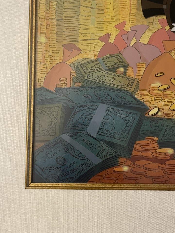 Scrooge McDuck Money in the Bank Disney Sericel w/ COA Background 25x20 ...