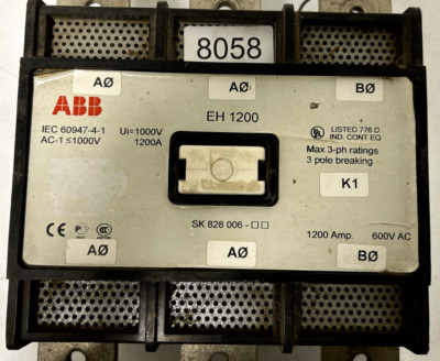 ABB EH1200 Contactor 1200A 600V AC Max 3-ph Ratings 3Pole Breaking | eBay