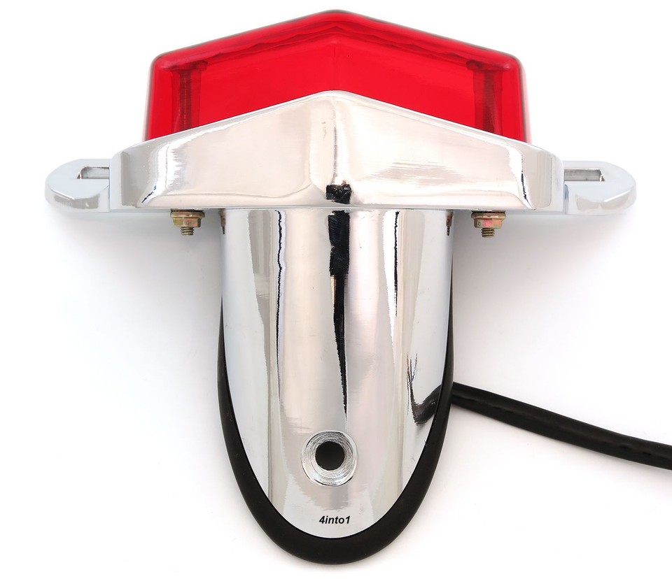 Lucas Style LED Motorcycle Tail Light Assembly - Chrome w/ Red Lens | eBay