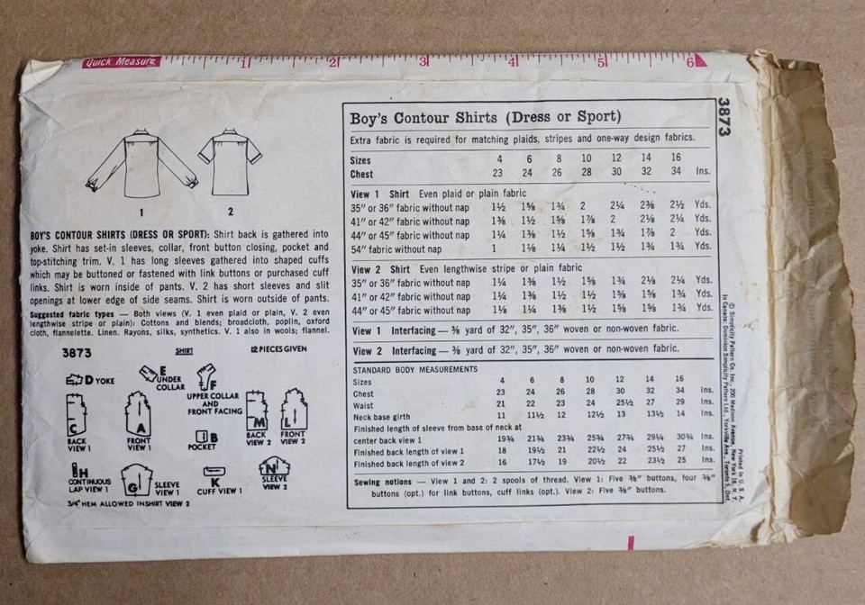 3 VTG Sewing Patterns Boys Shirts Tie Butterick 4675 Simplicity 3873 ...