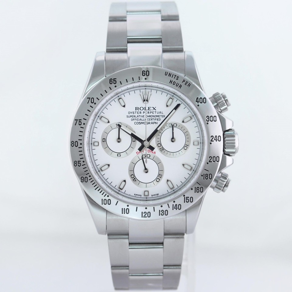 MINT 2014 Rolex Daytona 116520 White APH Steel Rehaut Chronograph 40mm ...