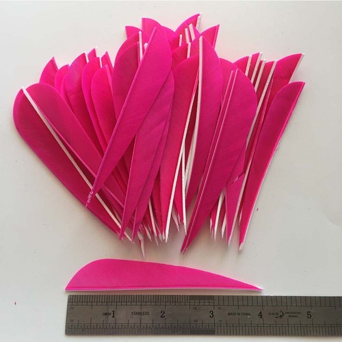 50PCS 4 inch Pink Parabolic Archery Fletches Feather Fletching Feathers ...